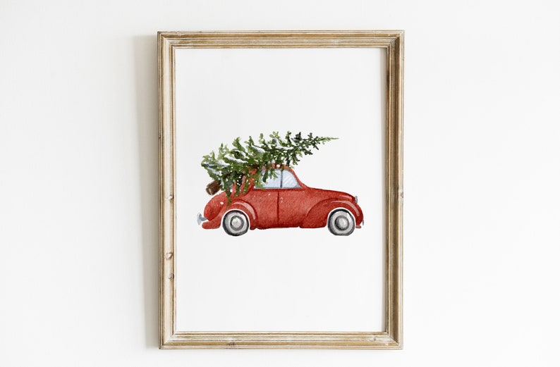 Printable Christmas Tree Car Print, Winter Wall Art, Christmas ...