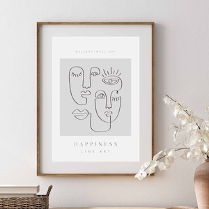 Happiness Abstract Line Art | Minimalist Art | | Women Line Art ...