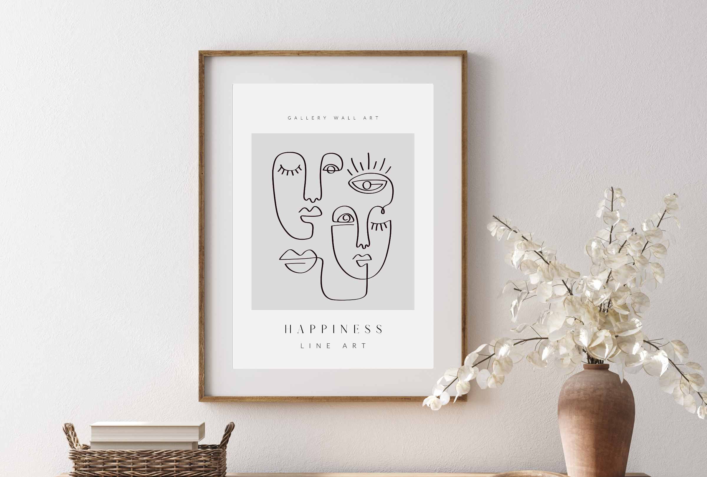 Happiness Abstract Line Art | Minimalist Art | | Women Line Art ...