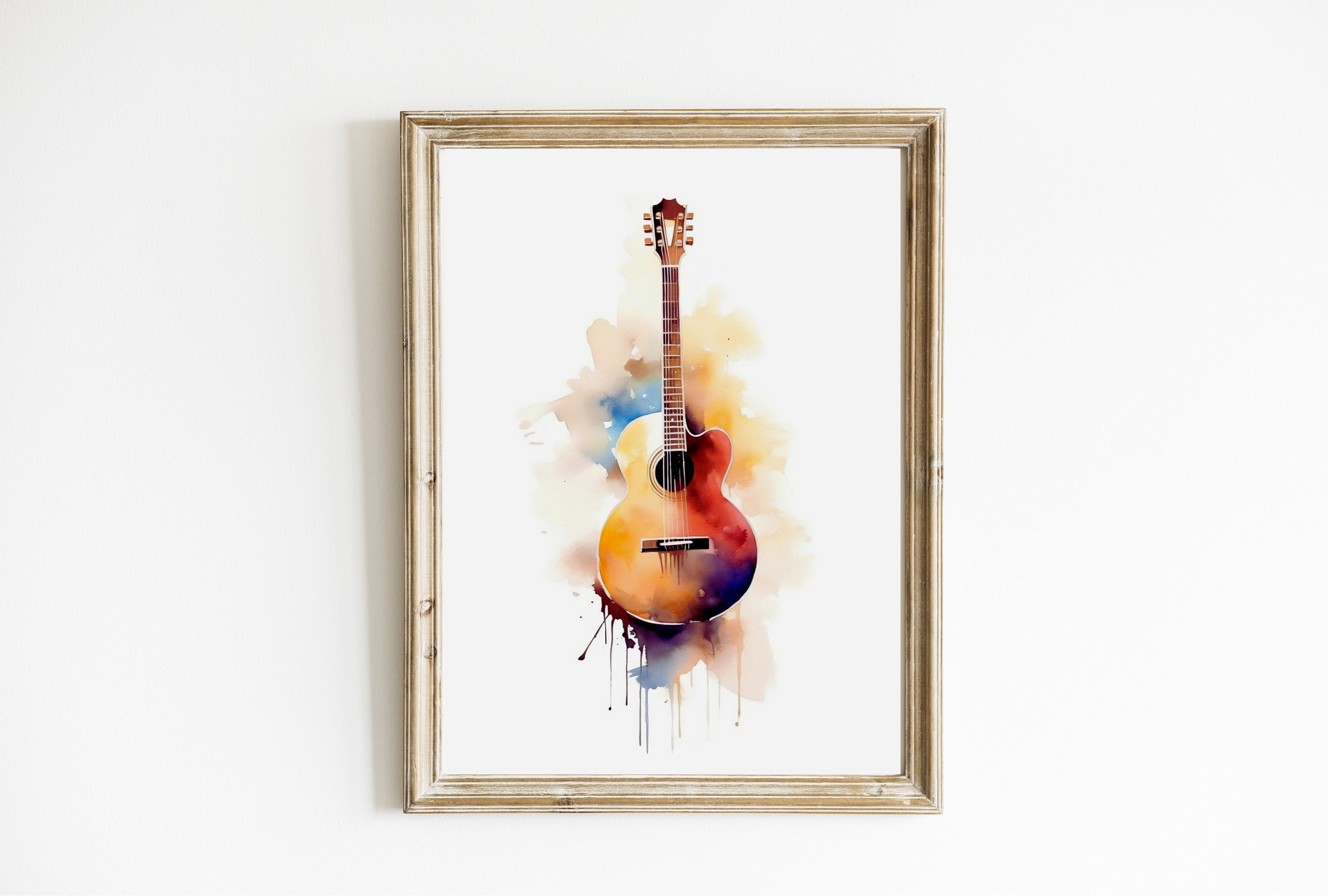 Guitar Watercolor Print Wall Art | Music Poster | Music Theme Room ...