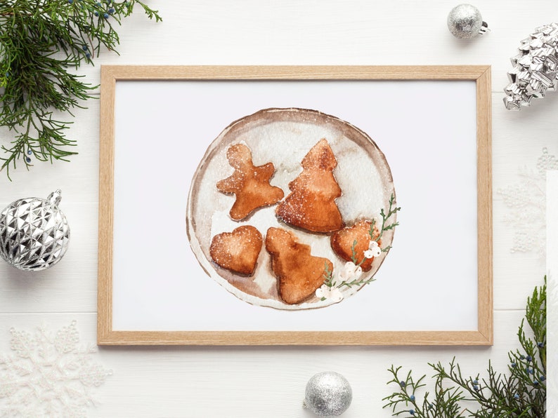 Christmas Watercolor Set | Winter Kitchen Wall Art Set | Christmas Wall ...