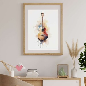 Guitar Watercolor Print Wall Art | Music Poster | Music Theme Room ...
