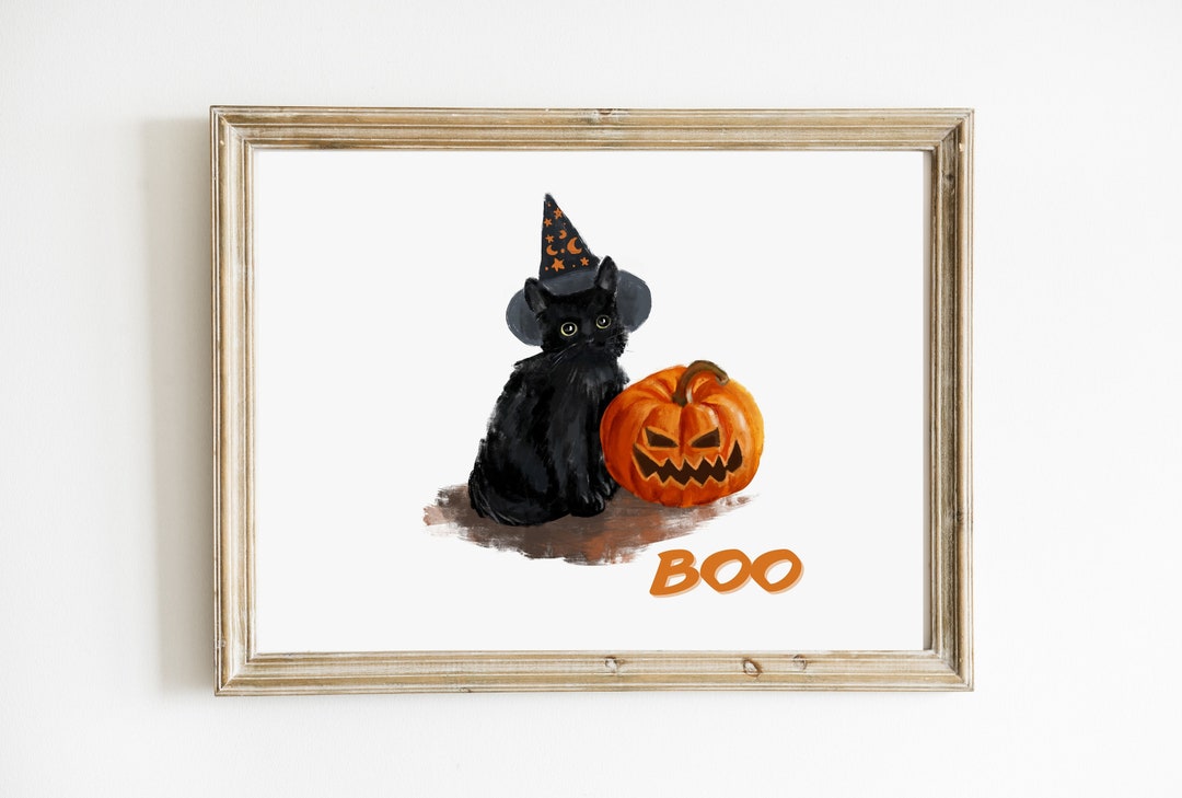 Black Cat Print | Halloween Printable | Fall Decor | Halloween ...