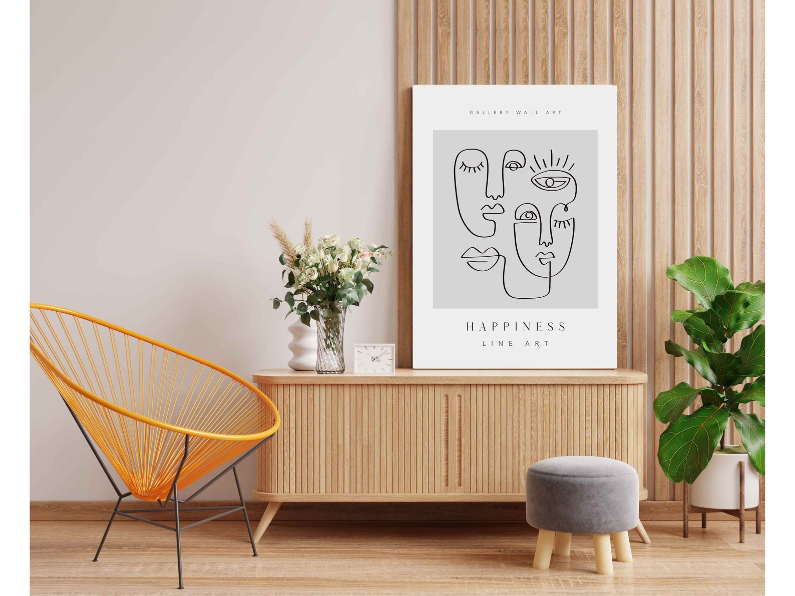 Happiness Abstract Line Art Minimalist Art Women Line Art Modern Line ...