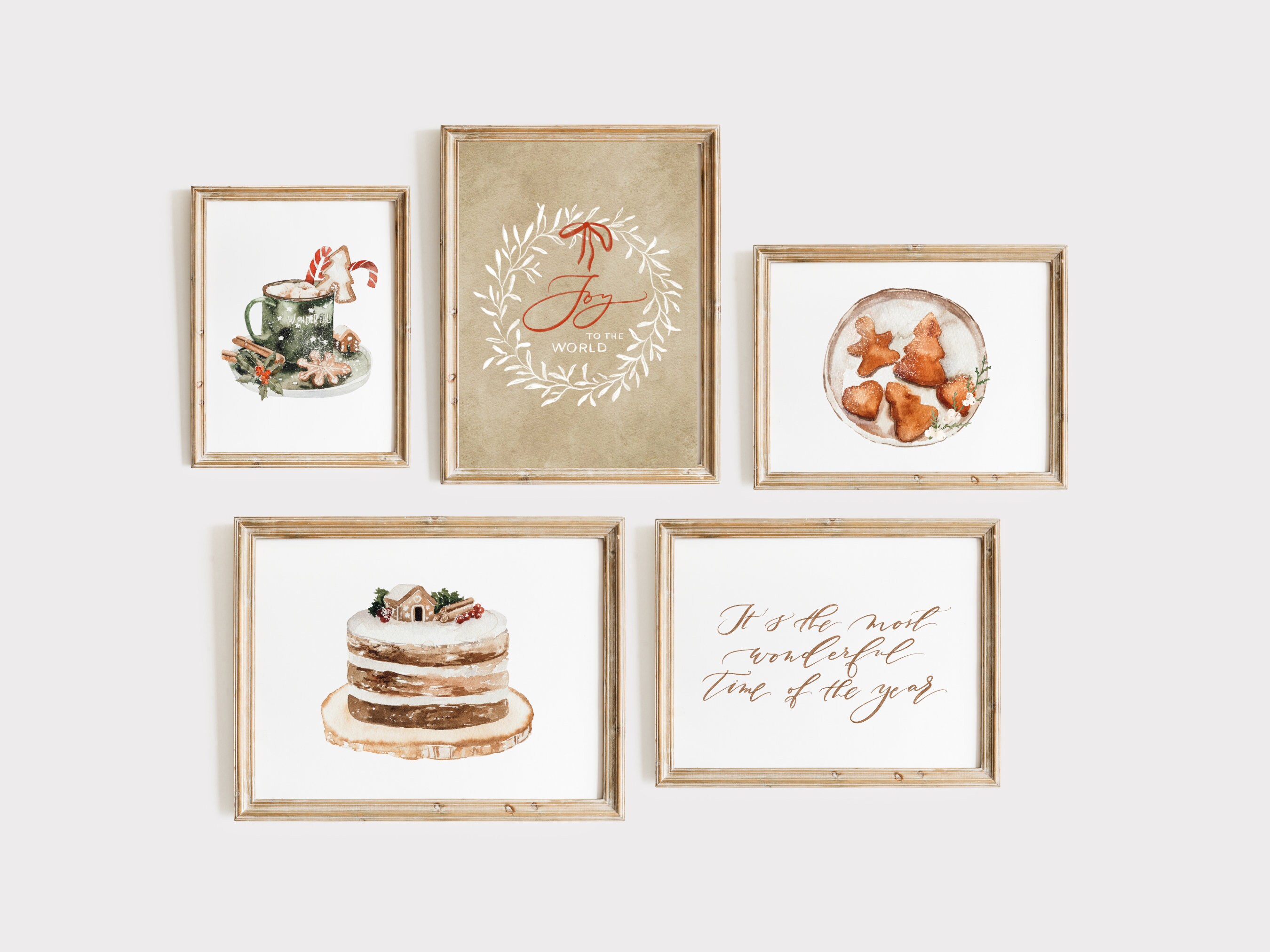 Christmas Watercolor Set Winter Kitchen Wall Art Set Christmas Wall Art ...