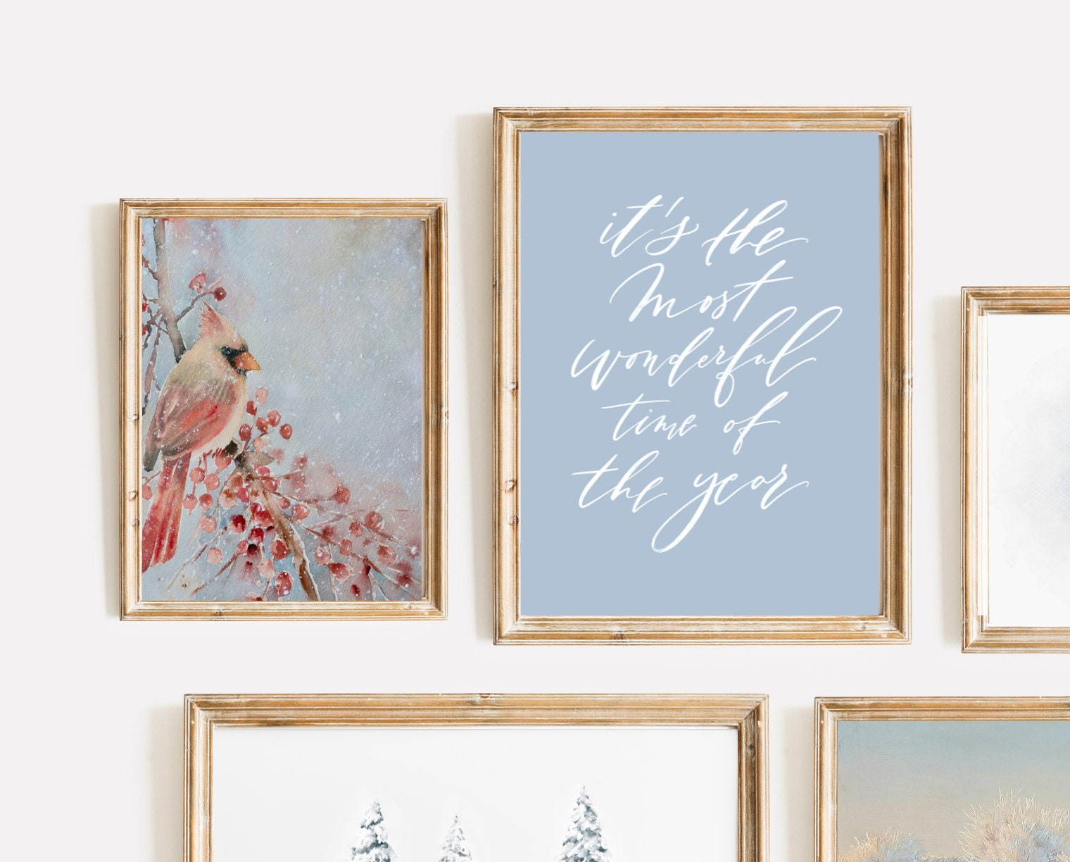 Christmas Gallery Set Winter Wall Art Set Christmas Wall Art Set Blue ...
