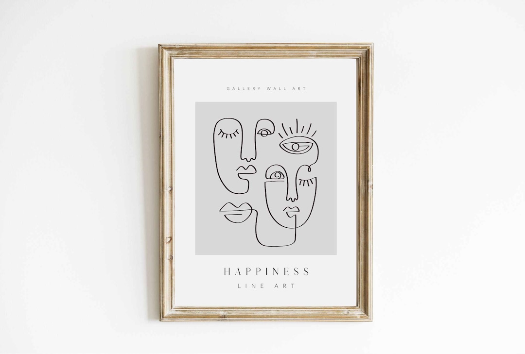 Happiness Abstract Line Art | Minimalist Art | | Women Line Art ...