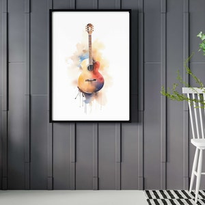 Guitar Watercolor Print Wall Art | Music Poster | Music Theme Room ...