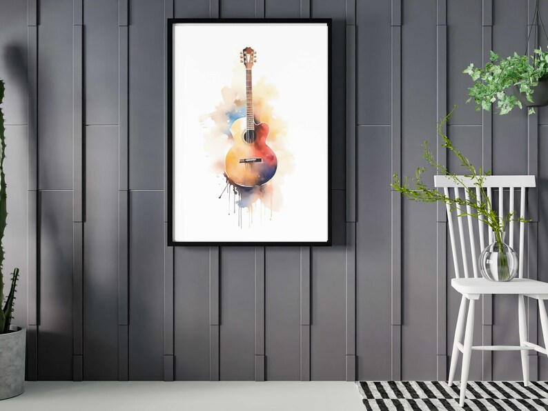 Guitar Watercolor Print Wall Art | Music Poster | Music Theme Room ...