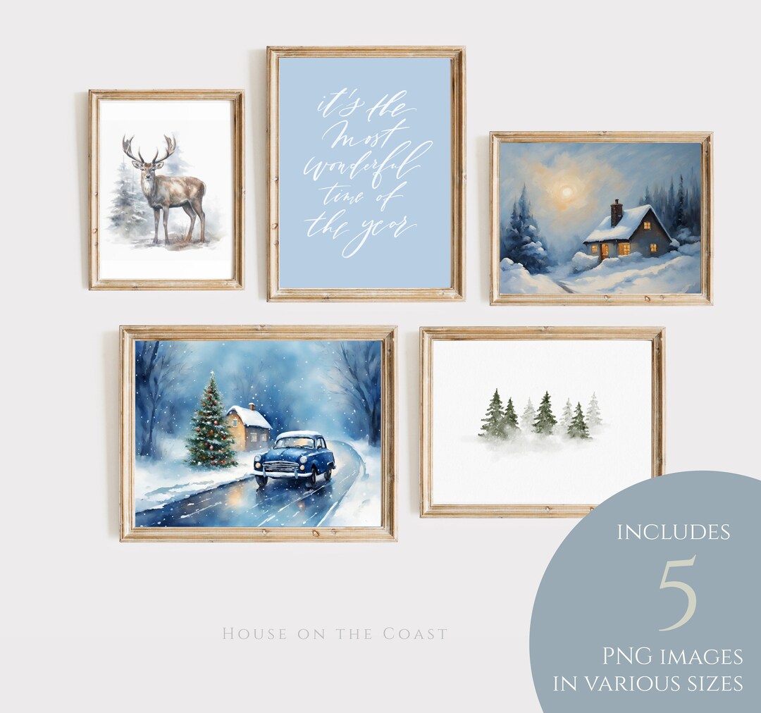 Winter Poster Set Gallery Printable Set Poster Winter Wall Art Holiday ...