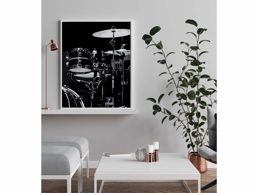 Minimalist Drums Poster: Black & White Music Room Art (digital Download ...