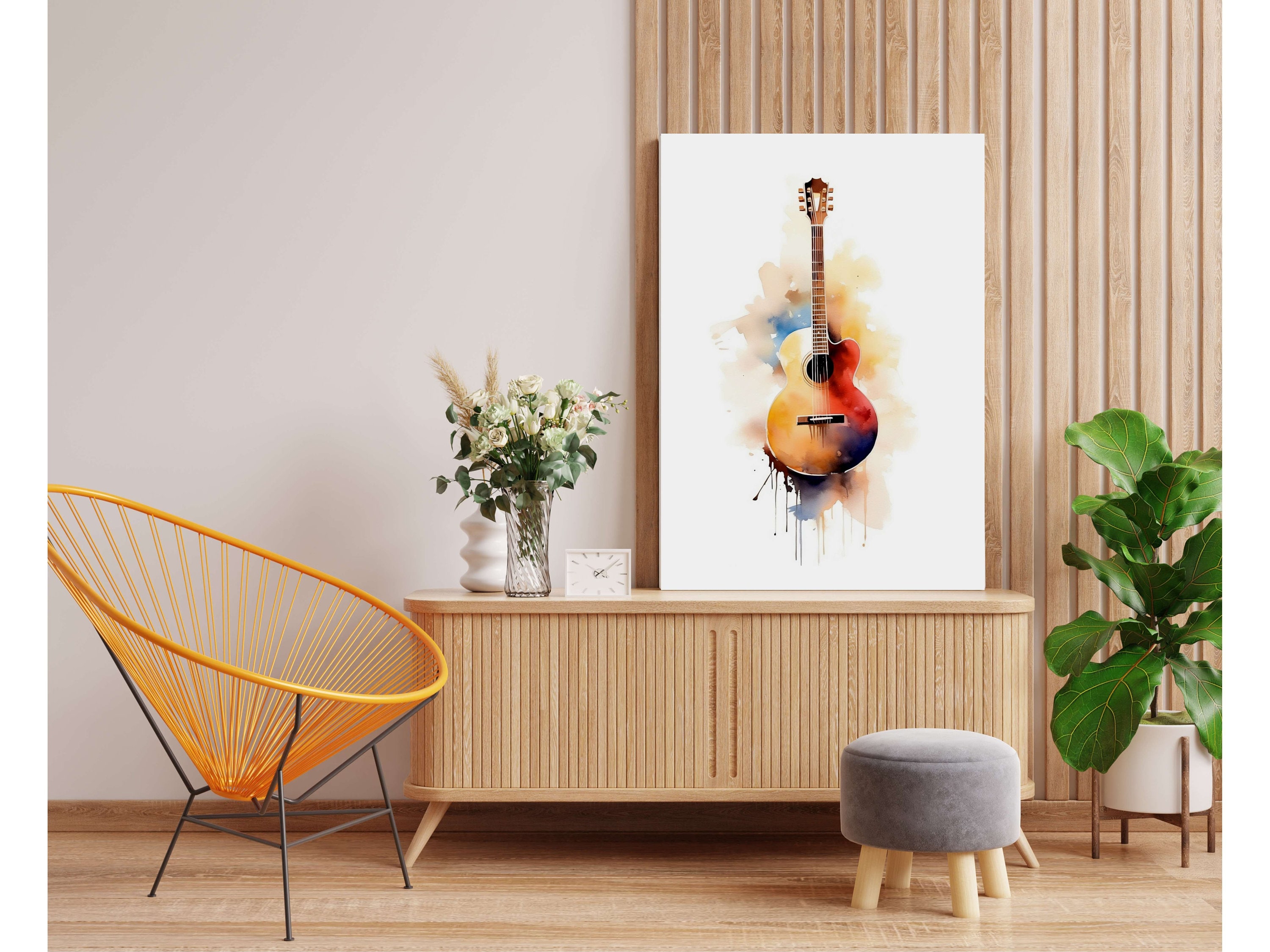 Guitar Watercolor Print Wall Art | Music Poster | Music Theme Room ...