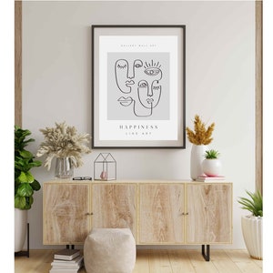 Happiness Abstract Line Art | Minimalist Art | | Women Line Art ...