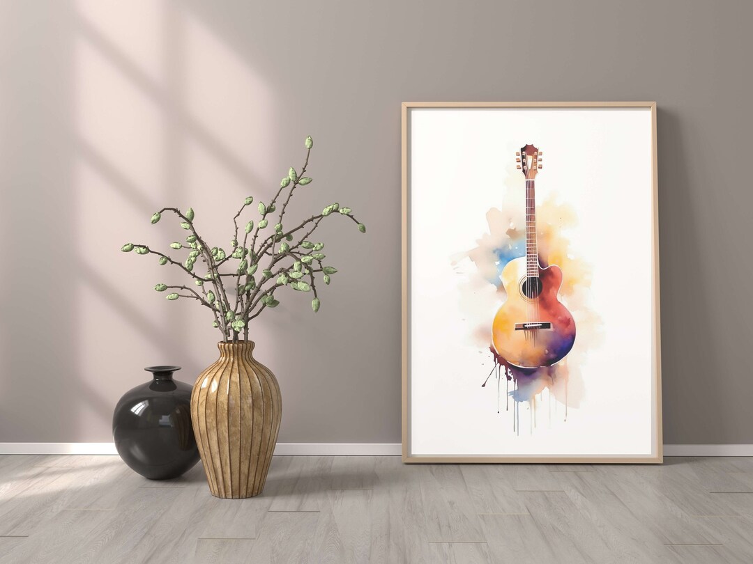 Guitar Watercolor Print Wall Art | Music Poster | Music Theme Room ...