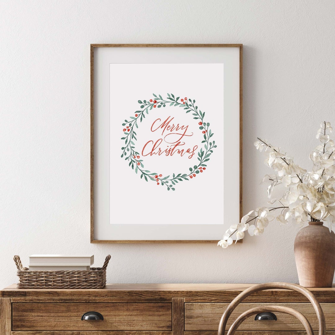 Boho Christmas Wall Art Merry Christmas Wall Art Christmas Printable ...