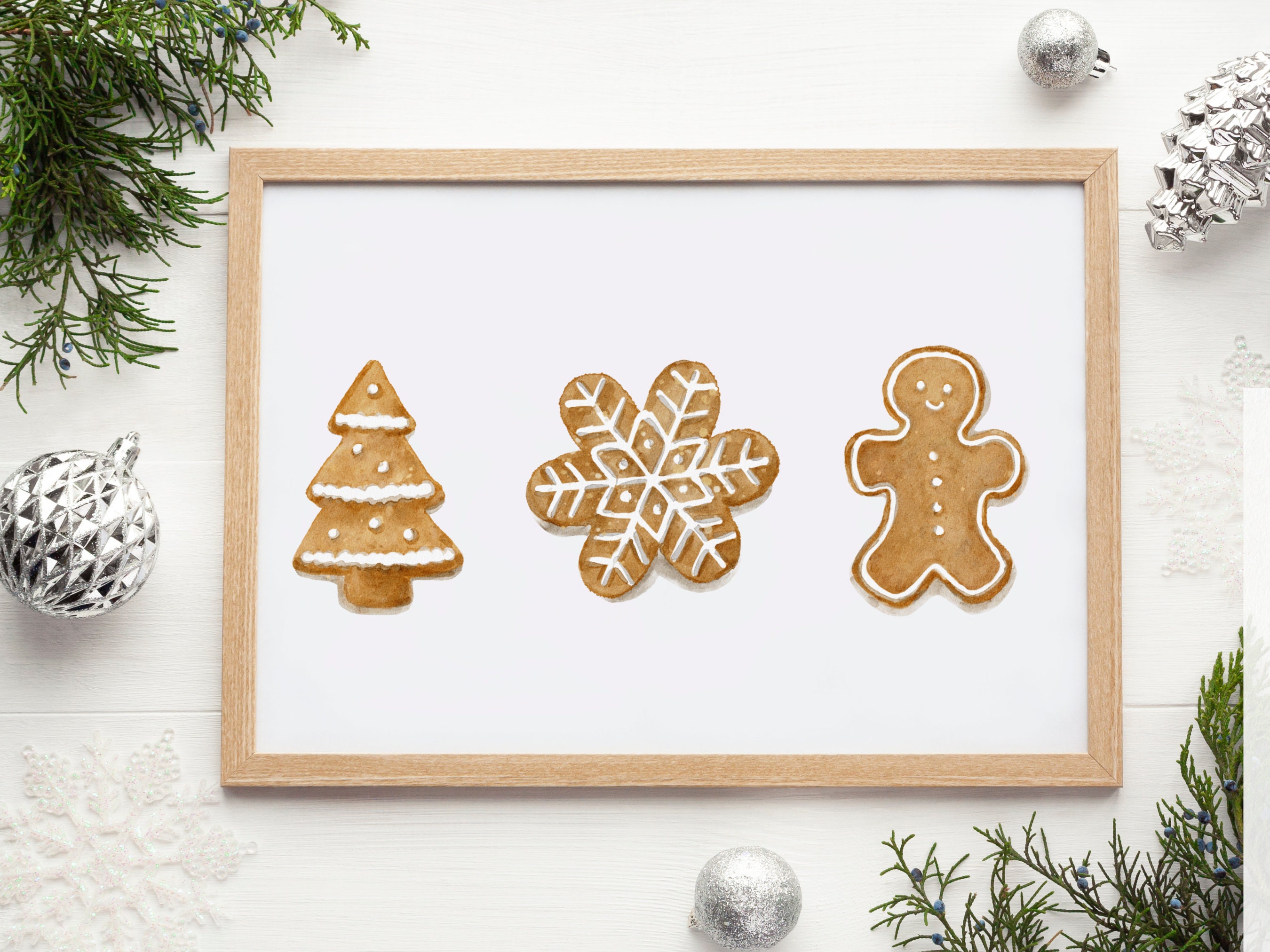 Watercolor Gingerbread Man Winter Wall Art Christmas Printable Wall Art ...