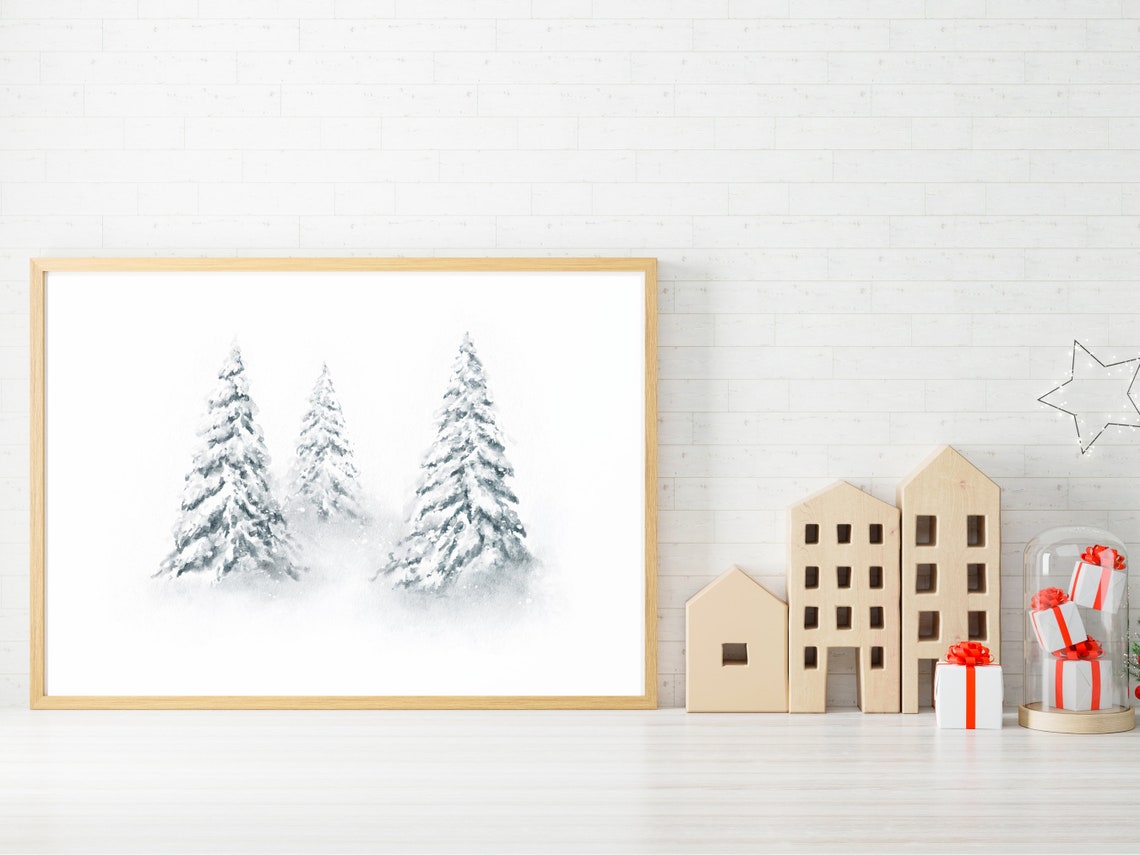 Snowy Trees Wall Art | Winter Wall Art | Christmas Printable Wall Art ...