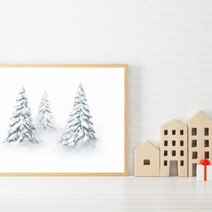 Snowy Trees Wall Art | Winter Wall Art | Christmas Printable Wall Art ...