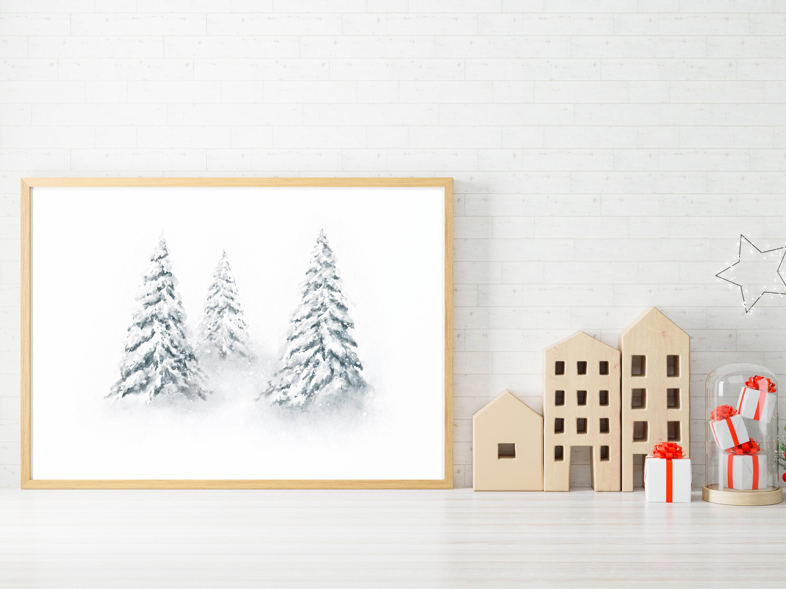 Snowy Trees Wall Art | Winter Wall Art | Christmas Printable Wall Art ...