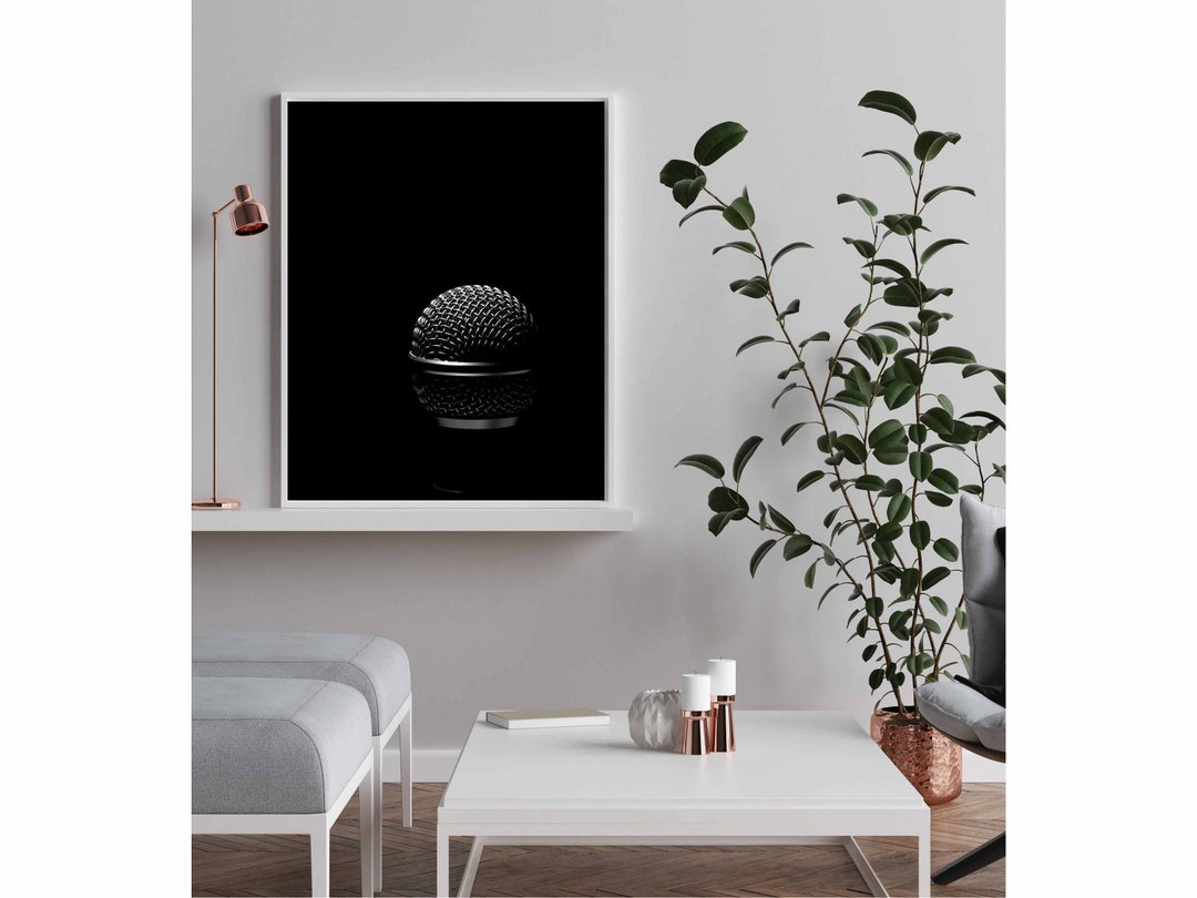 Microphone Print Wall Art | Music Poster | Music Theme Room | Wall Art ...