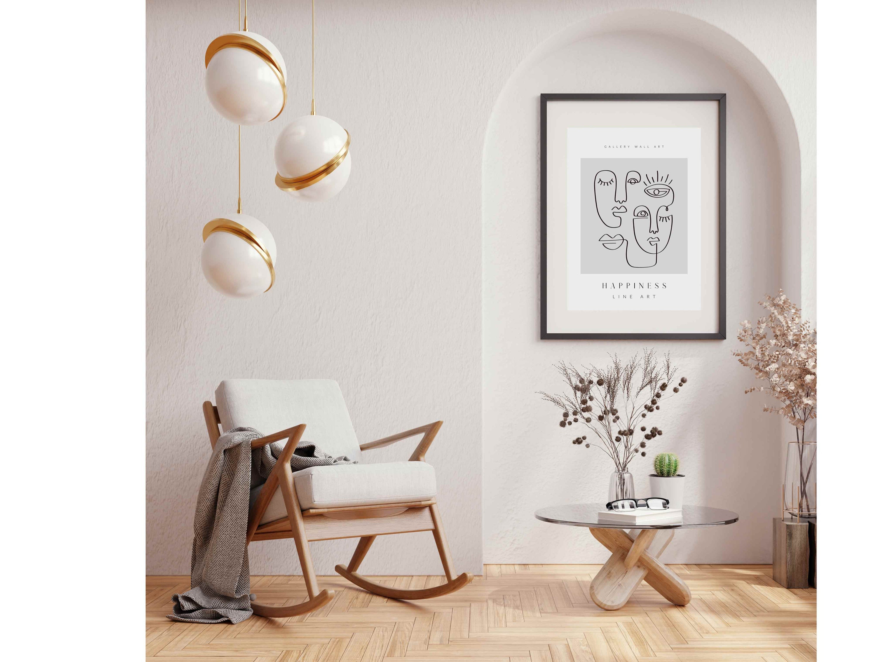 Happiness Abstract Line Art Minimalist Art Women Line Art Modern Line ...