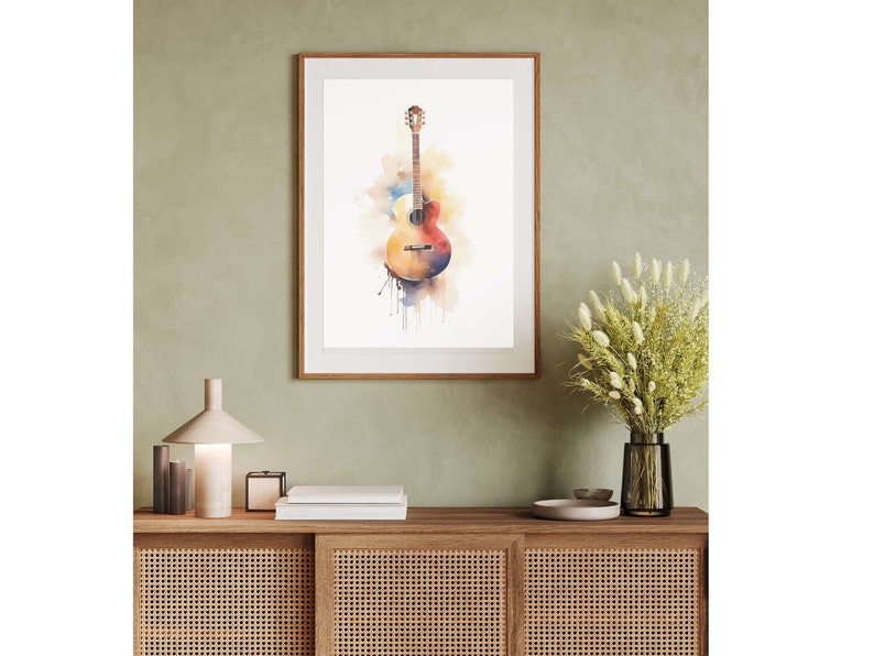 Guitar Watercolor Print Wall Art | Music Poster | Music Theme Room ...