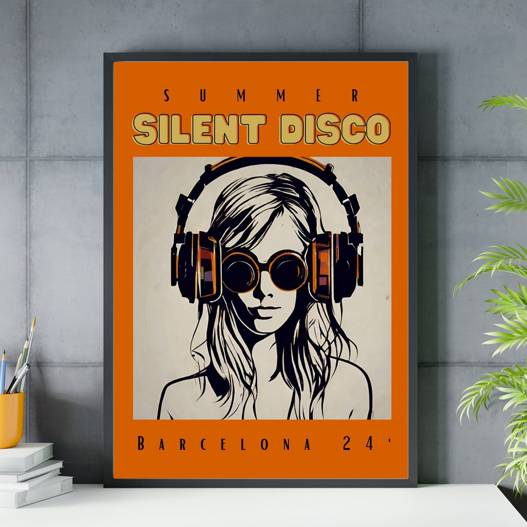 Retro Silent Disco Poster: Minimalist Music Wall Art (digital Download ...