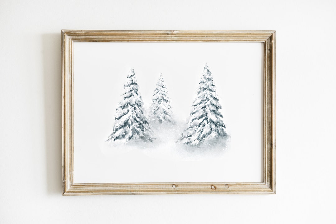 Snowy Trees Wall Art | Winter Wall Art | Christmas Printable Wall Art ...