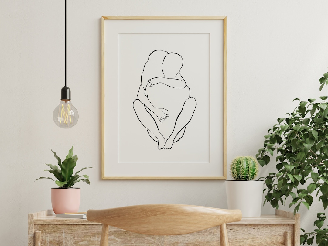 Couple Line Art Print | Couple Line Art Drawing | Bedroom Wall Art ...