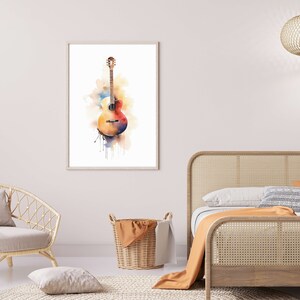Guitar Watercolor Print Wall Art | Music Poster | Music Theme Room ...