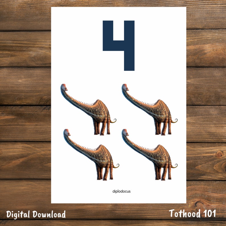 Dinosaur Number Flashcards 1-10: Preschool Counting Printable Activity ...