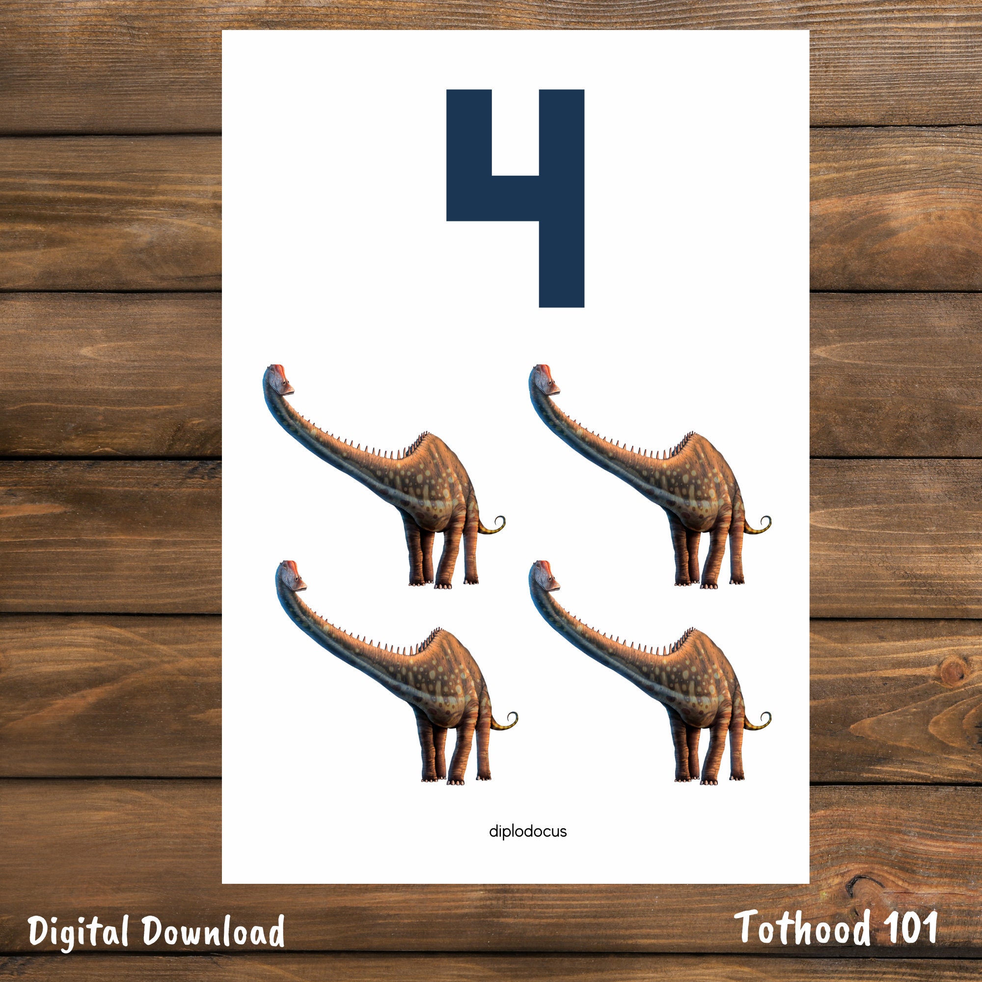 Dinosaur Number Flashcards 1-10: Preschool Counting Printable Activity ...