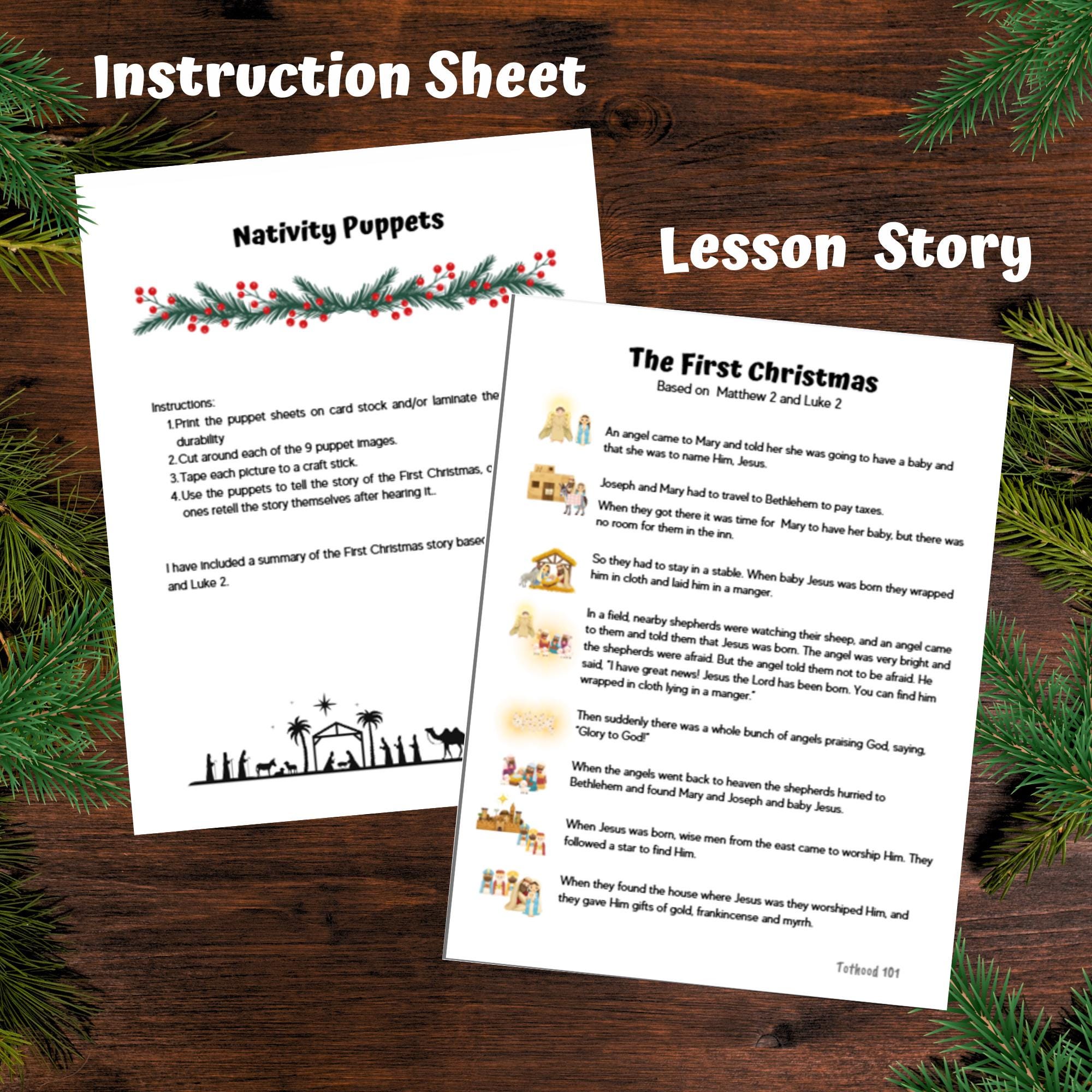 Nativity Puppets: Christmas Story Printable, Preschool Homeschool ...