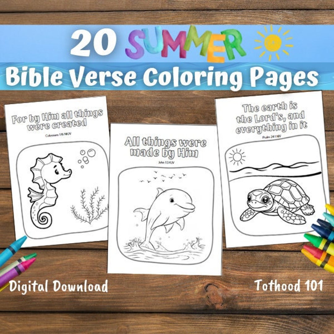 Summer Bible Verse Coloring Pages for Preschoolers, Summer Coloring ...