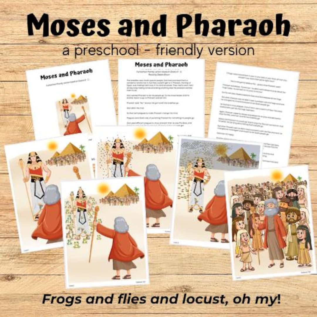 Moses and Pharaoh Bible Story Cards for Preschoolers, Homeschool Bible ...