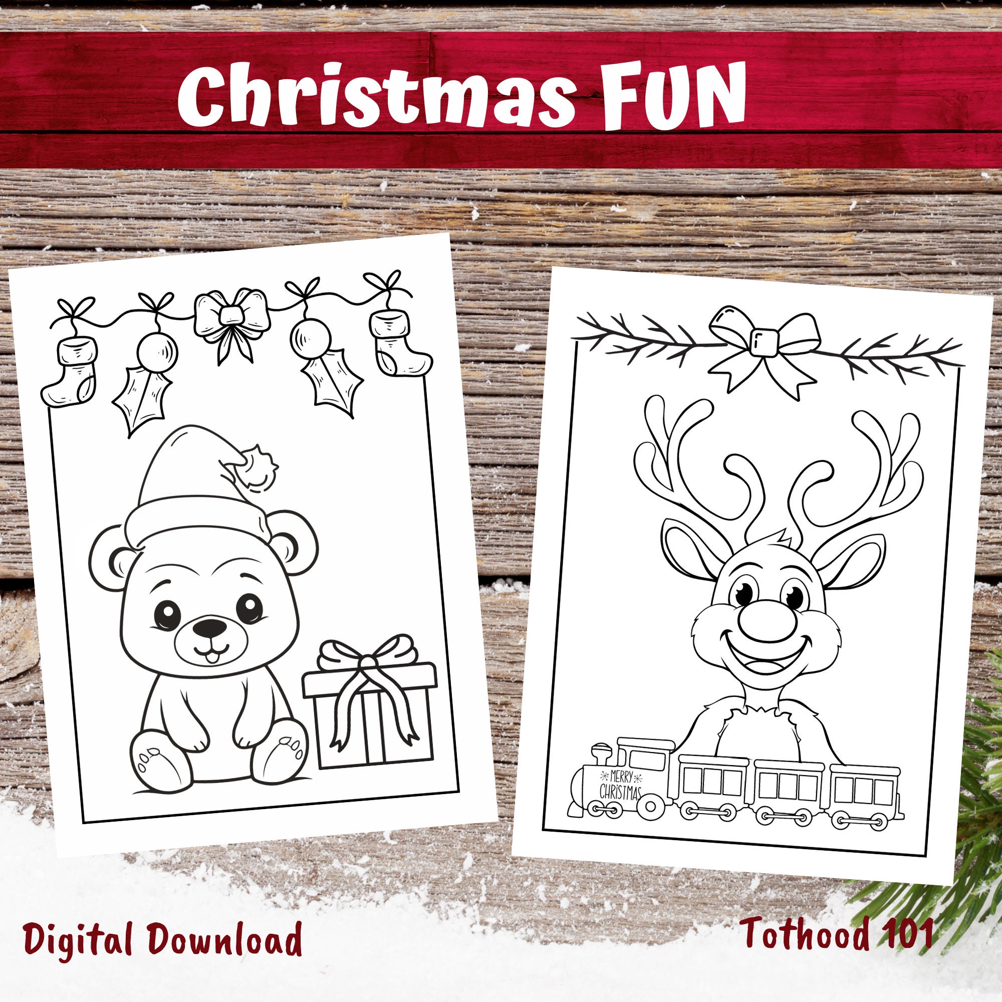 Christmas Coloring Pages for Preschoolers: Holiday Printables (PDF) - Etsy