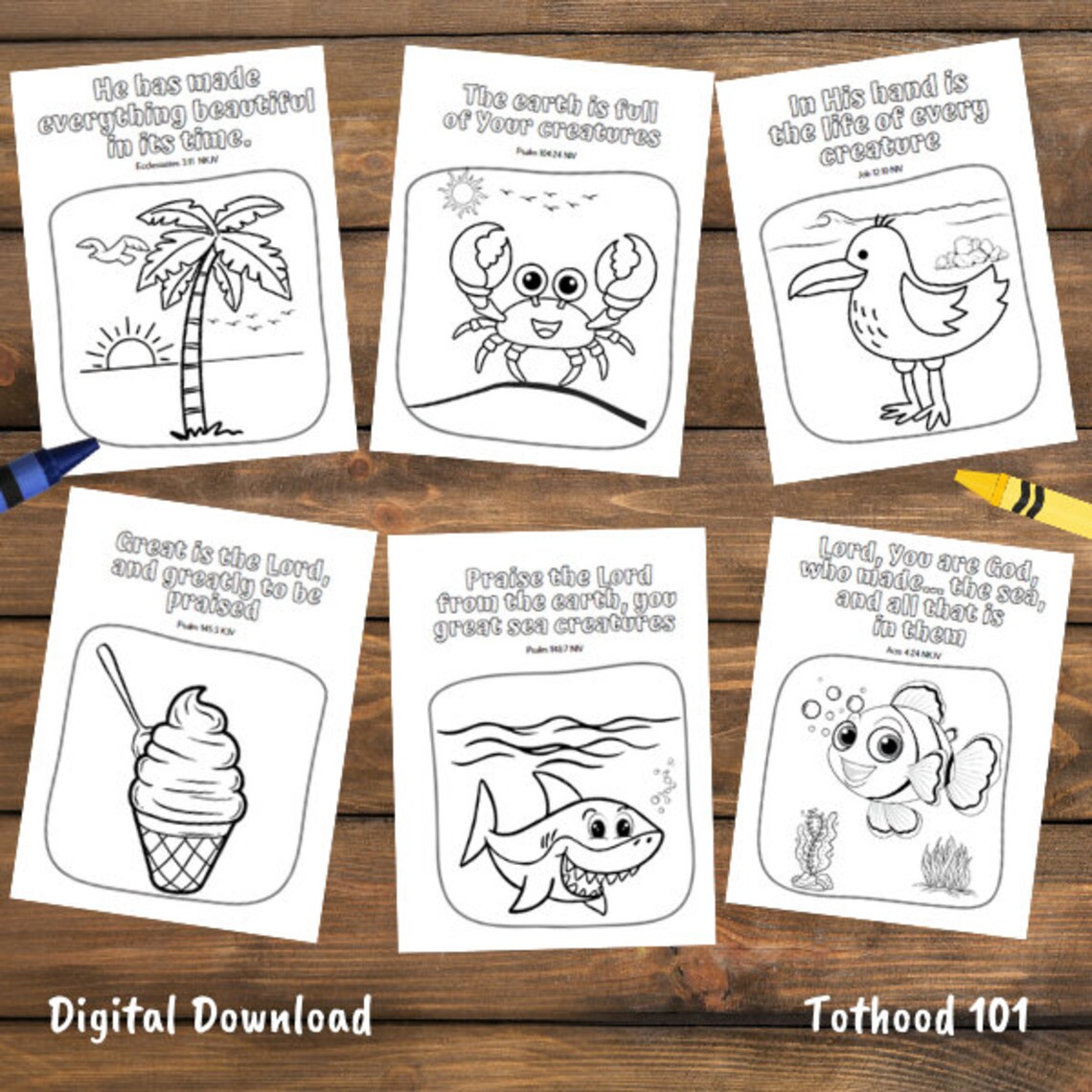 Summer Bible Verse Coloring Pages for Preschoolers (digital Download ...