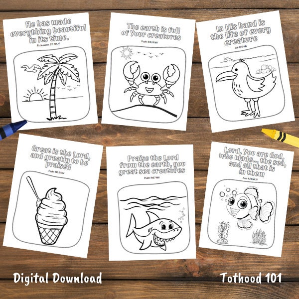 Summer Bible Verse Coloring Pages for Preschoolers (digital Download ...
