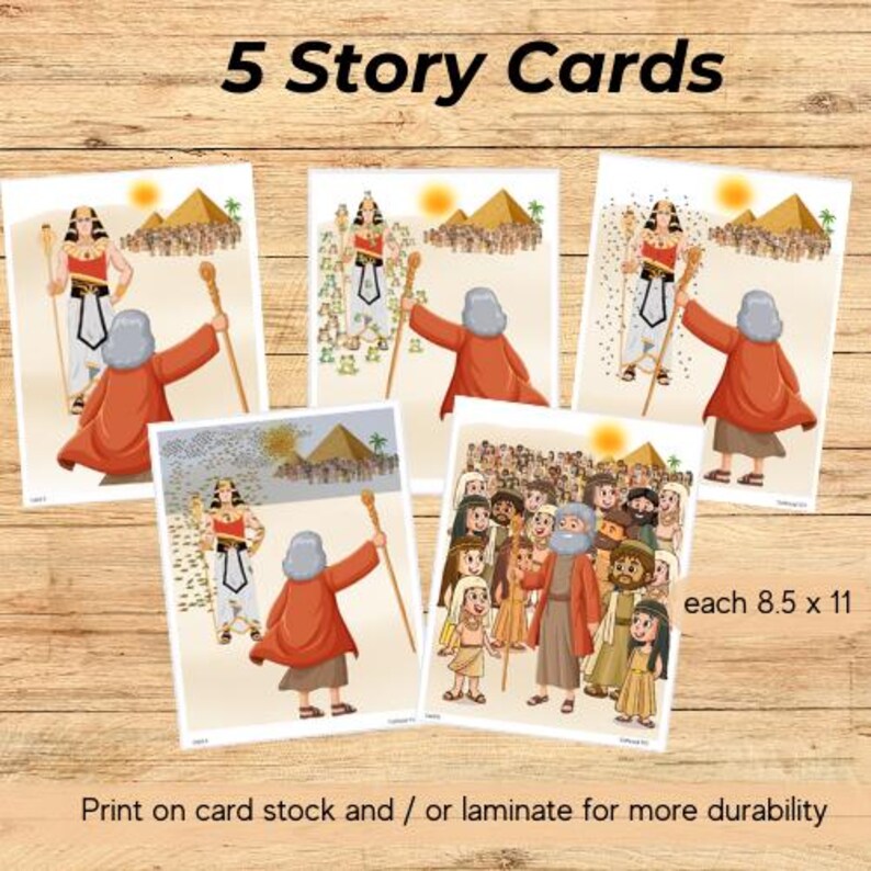 Moses and Pharaoh Bible Story Cards for Preschoolers, Homeschool Bible ...