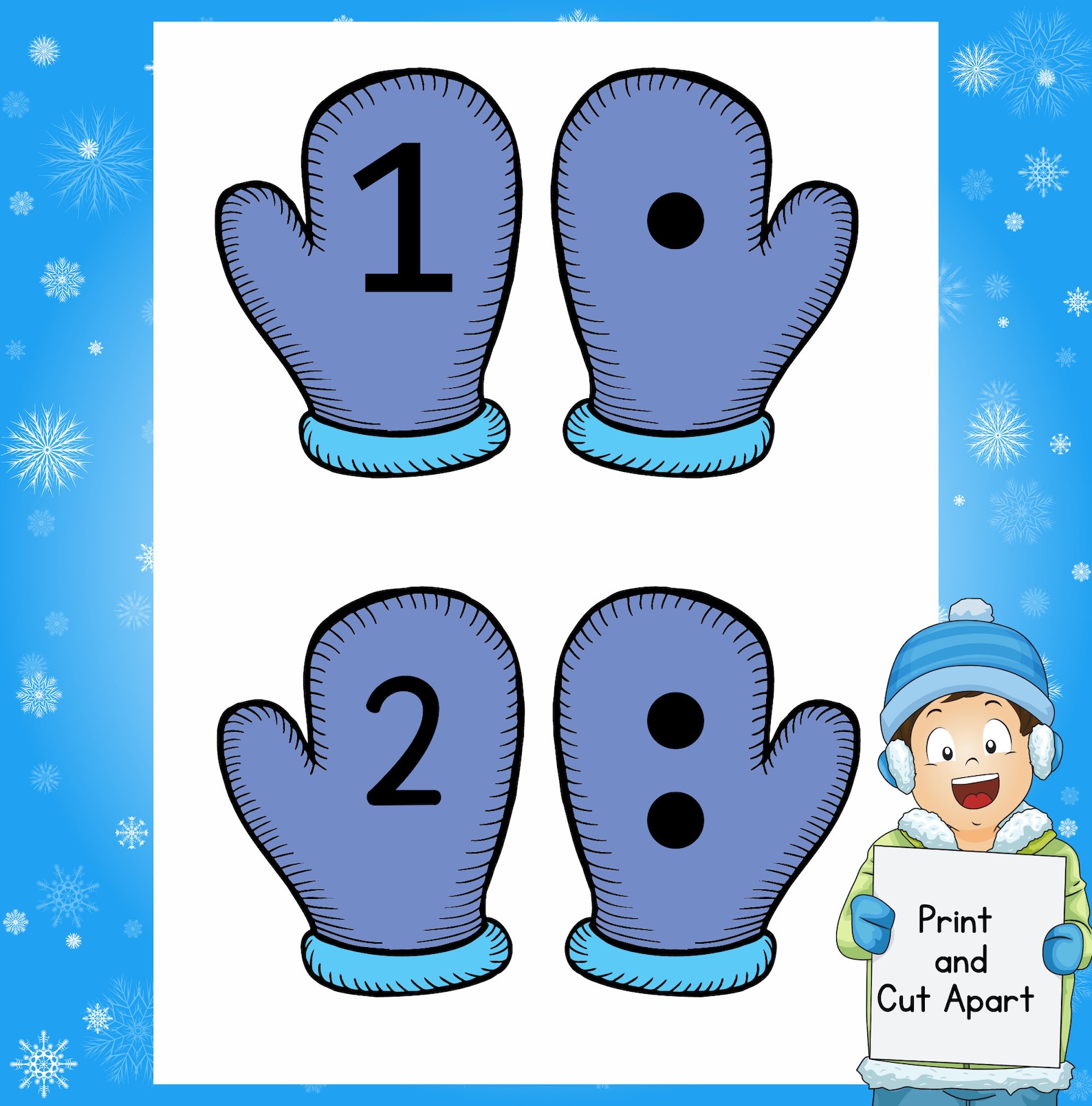 Winter Printable Match up Cards, Winter Activity Printable, Preschool ...