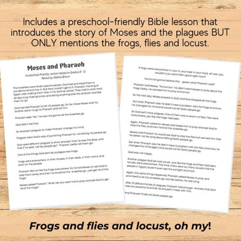 Moses and Pharaoh Bible Story Cards for Preschoolers, Homeschool Bible ...