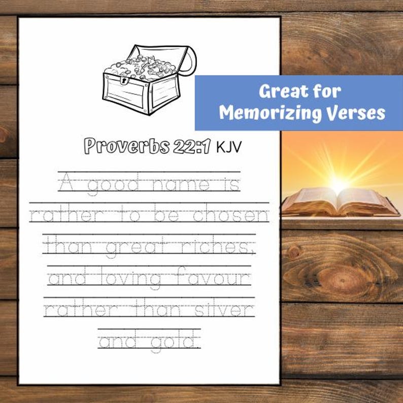 KJV Proverbs Copywork: Handwriting Practice & Coloring, Preschool ...