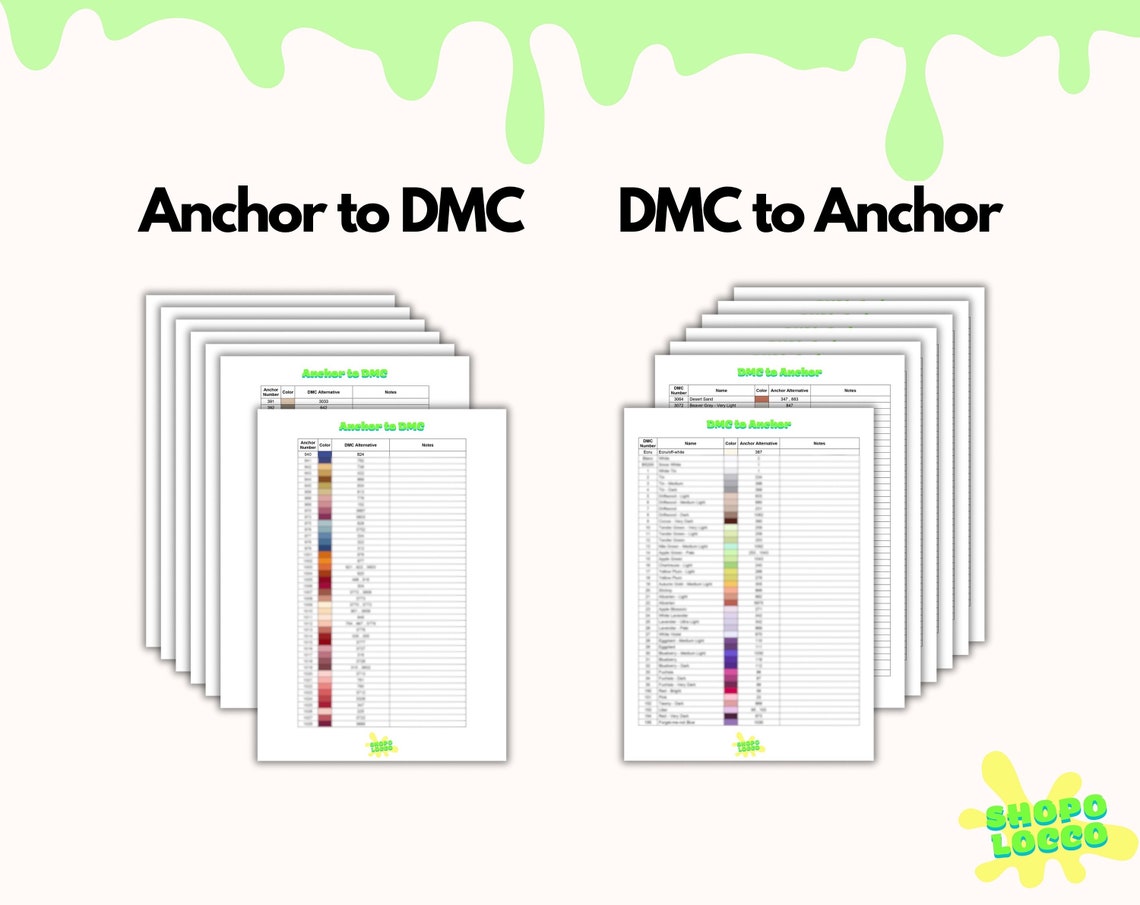 Printable DMC to Anchor - Anchor to DMC Thread Conversion Charts - PDF ...