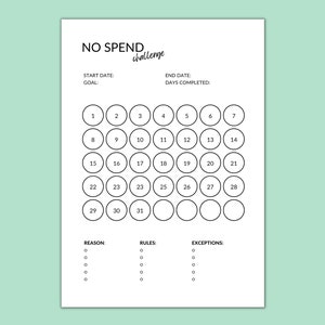 No Spend Challenge Tracker | Money Savings Challenge | Printable PDF ...