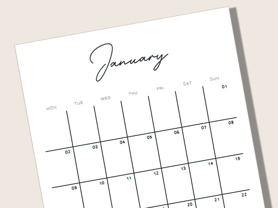 Minimalist Digital Printable Calendar 2023 - Etsy
