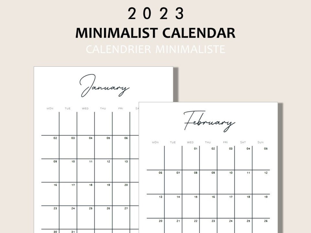 Minimalist Digital Printable Calendar 2023 - Etsy