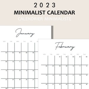 Minimalist Digital Printable Calendar 2023 - Etsy
