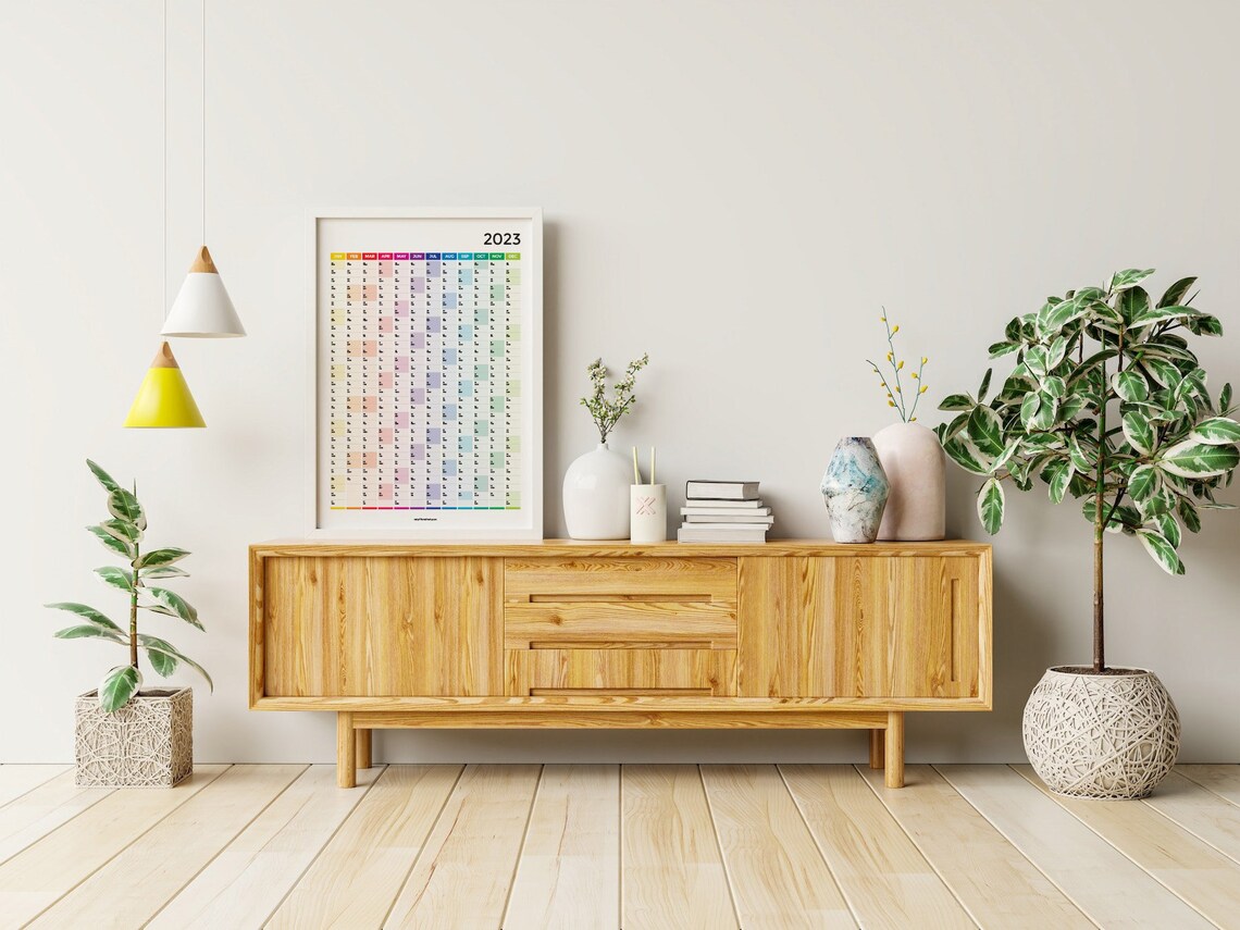 2023 Yearly Calendar Printable Rainbow January December - Etsy