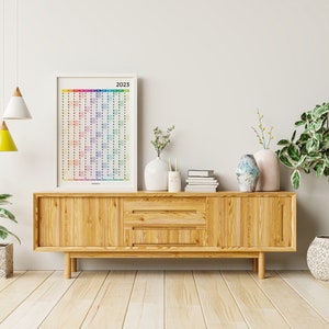 2023 Yearly Calendar Printable, Rainbow, January - December, One Page ...