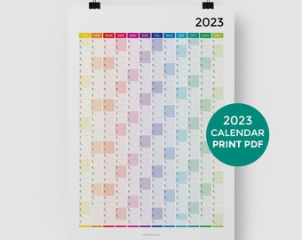 Rainbow 2024 Yearly Mini Calendar on 1 Page Insert A5 & Half - Etsy Canada